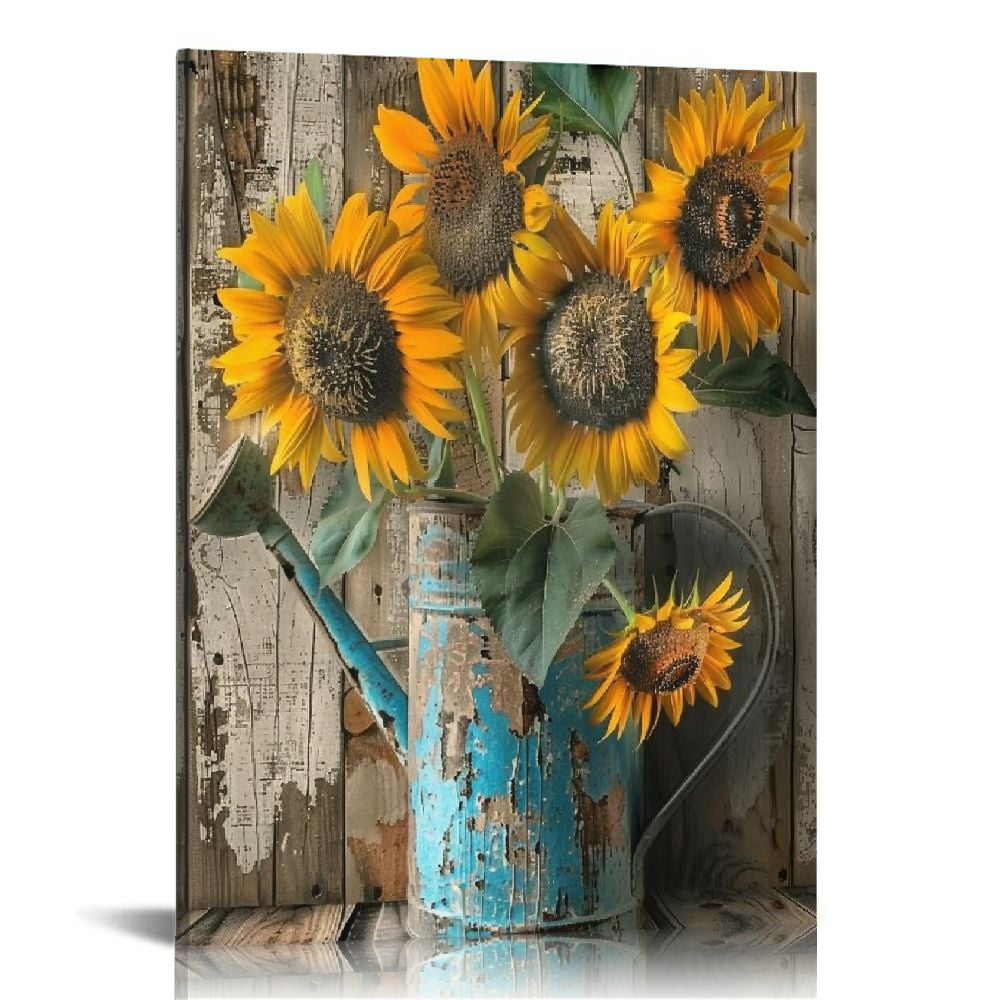 EastSmooth Rustic Farmhouse Sunflowers Wall Art Country Yellow Flowers ...