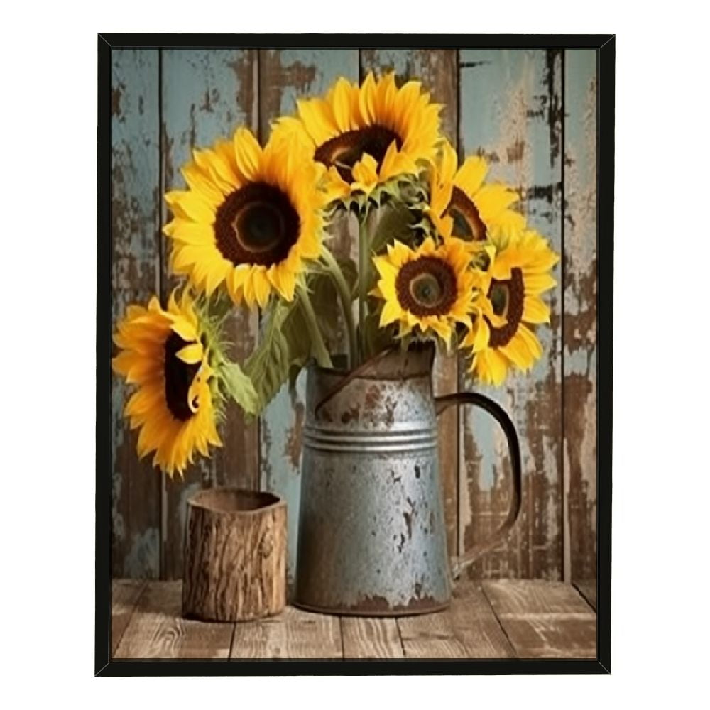 EastSmooth Rustic Farmhouse Sunflowers Wall Art Country Yellow Flowers ...