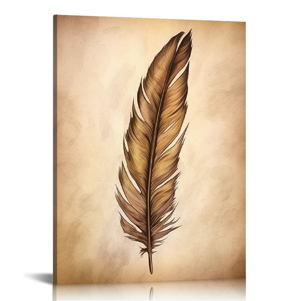 EastSmooth Rustic Feather Picture Wall Art Abstract Feather with ...