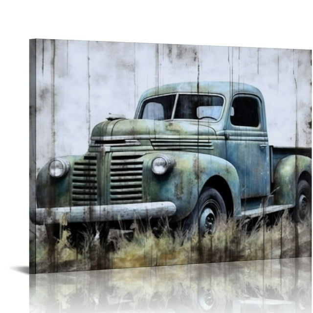 EastSmooth Rustic Truck Canvas Wall Art Old Car Pictures Farmhouse ...