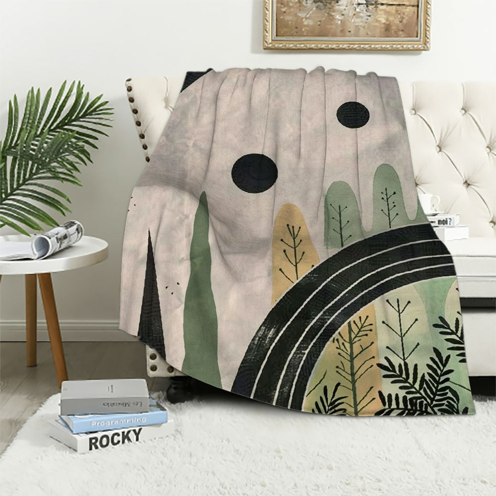 QCPP Sage Green Abstract Mid Century Throw Blanket for Couch,Bed,Sofa ...