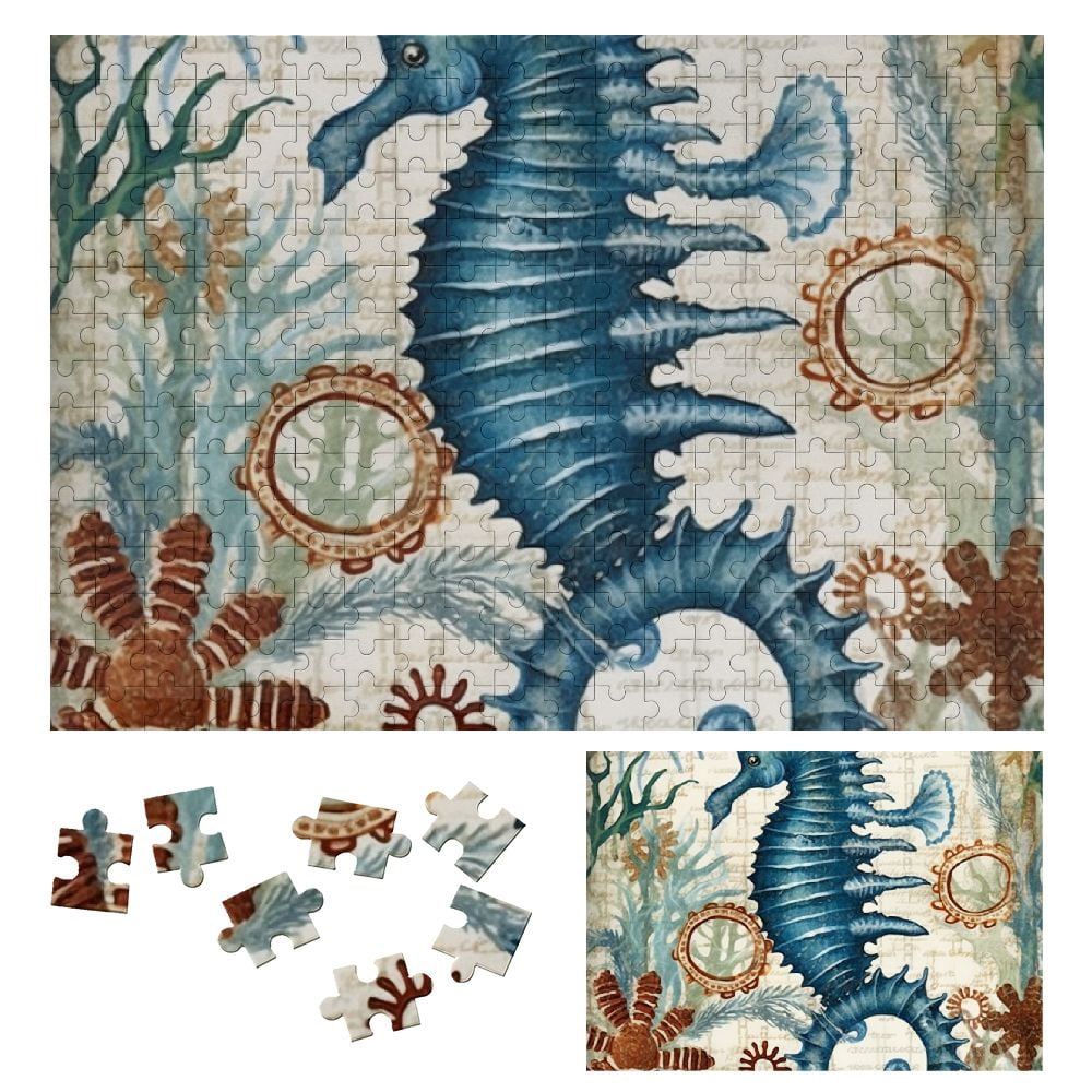 EastSmooth Sea Horse Starfish Seaweed Wooden Jigsaw Puzzle for Adults ...