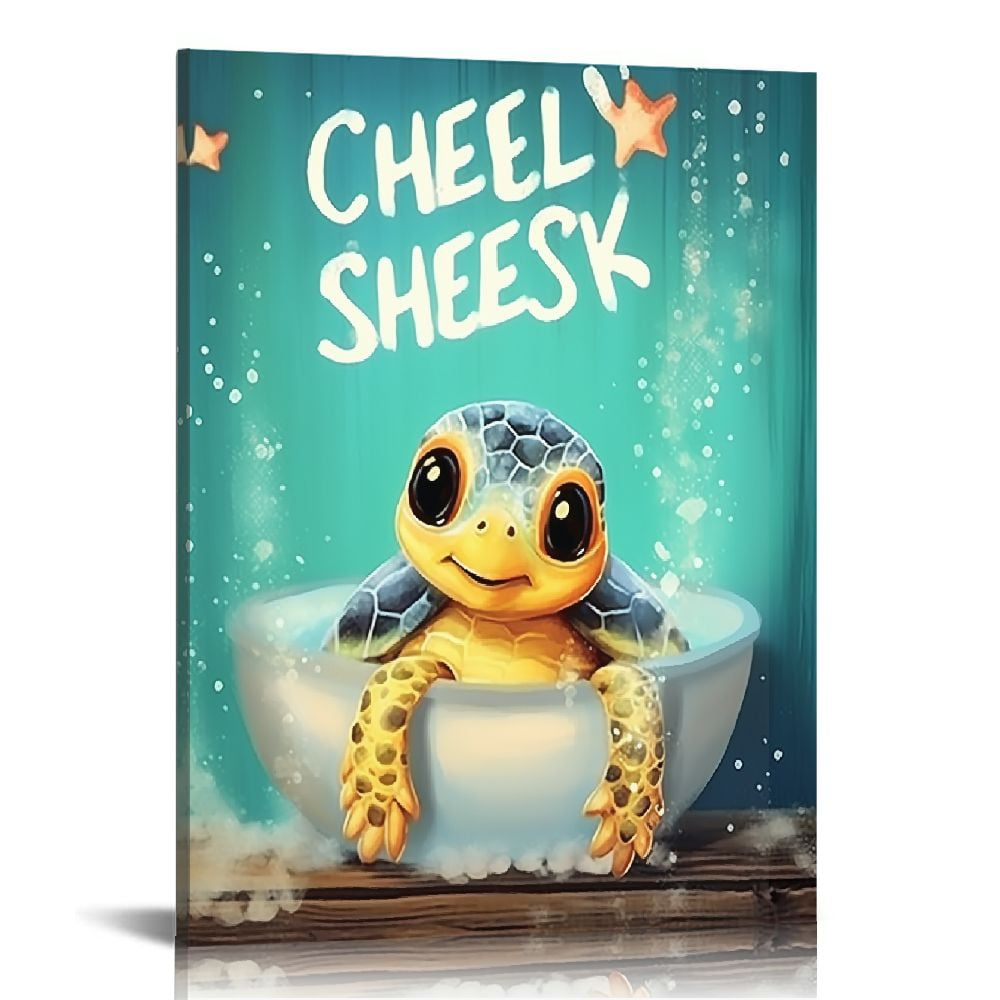 EastSmooth Sea Turtle Bathroom Wall Art Teal Sea Turtle Pictures Wall ...