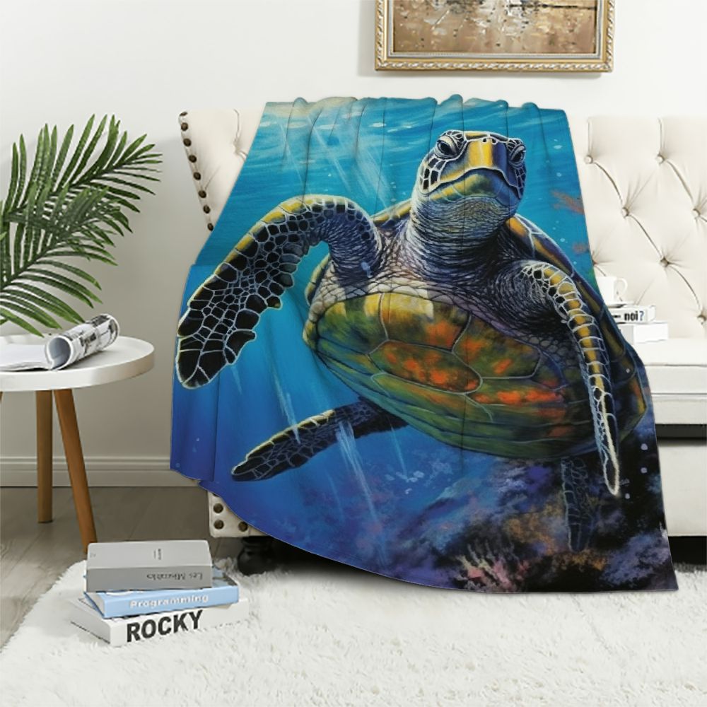 EastSmooth Sea Turtle Blanket Soft Fuzzy Ocean Animal Throw Blanket for ...