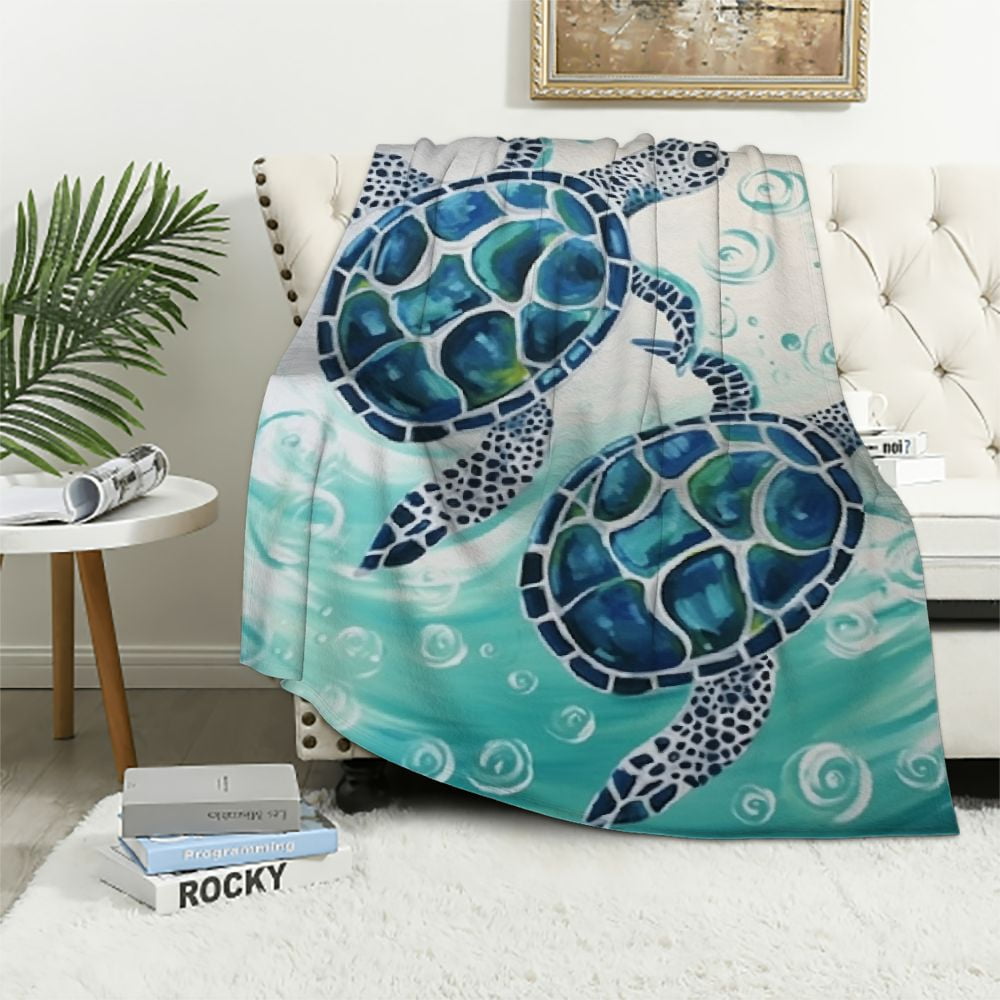 Lingy Sea Turtle Blanket Turtle Throw Blanket for Kids Girls Boys Aqua ...