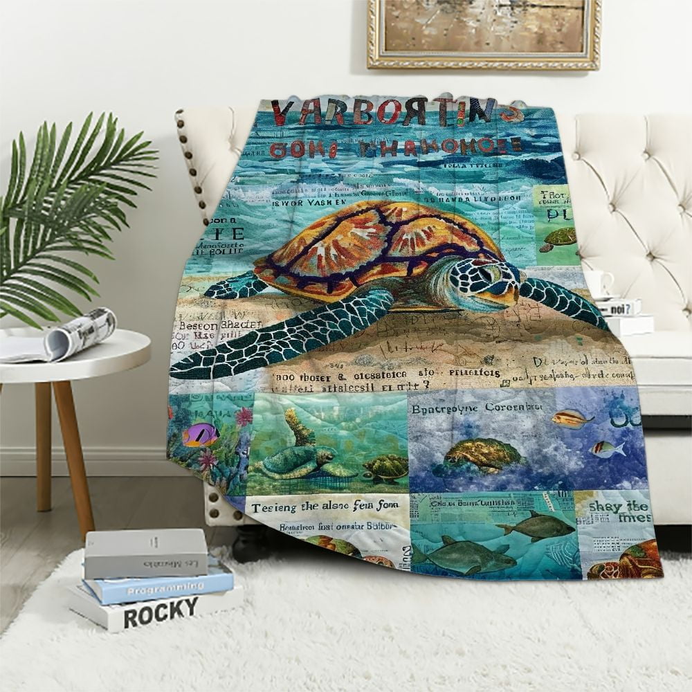 EastSmooth Sea Turtle Throw Blanket Turtle Gifts for Turtle Lovers Warm ...