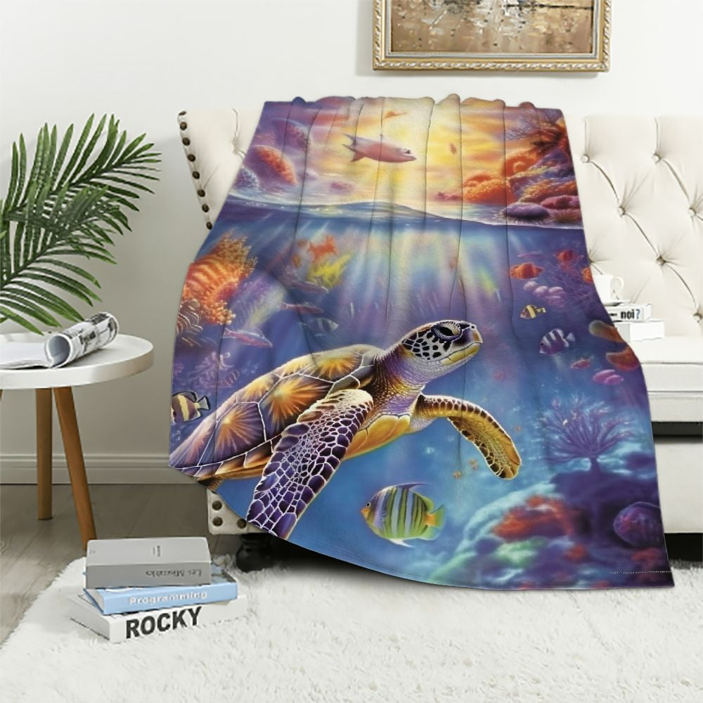EastSmooth Sea Turtle Throw Blanket Turtle Blanket for Kids Boys Adults ...