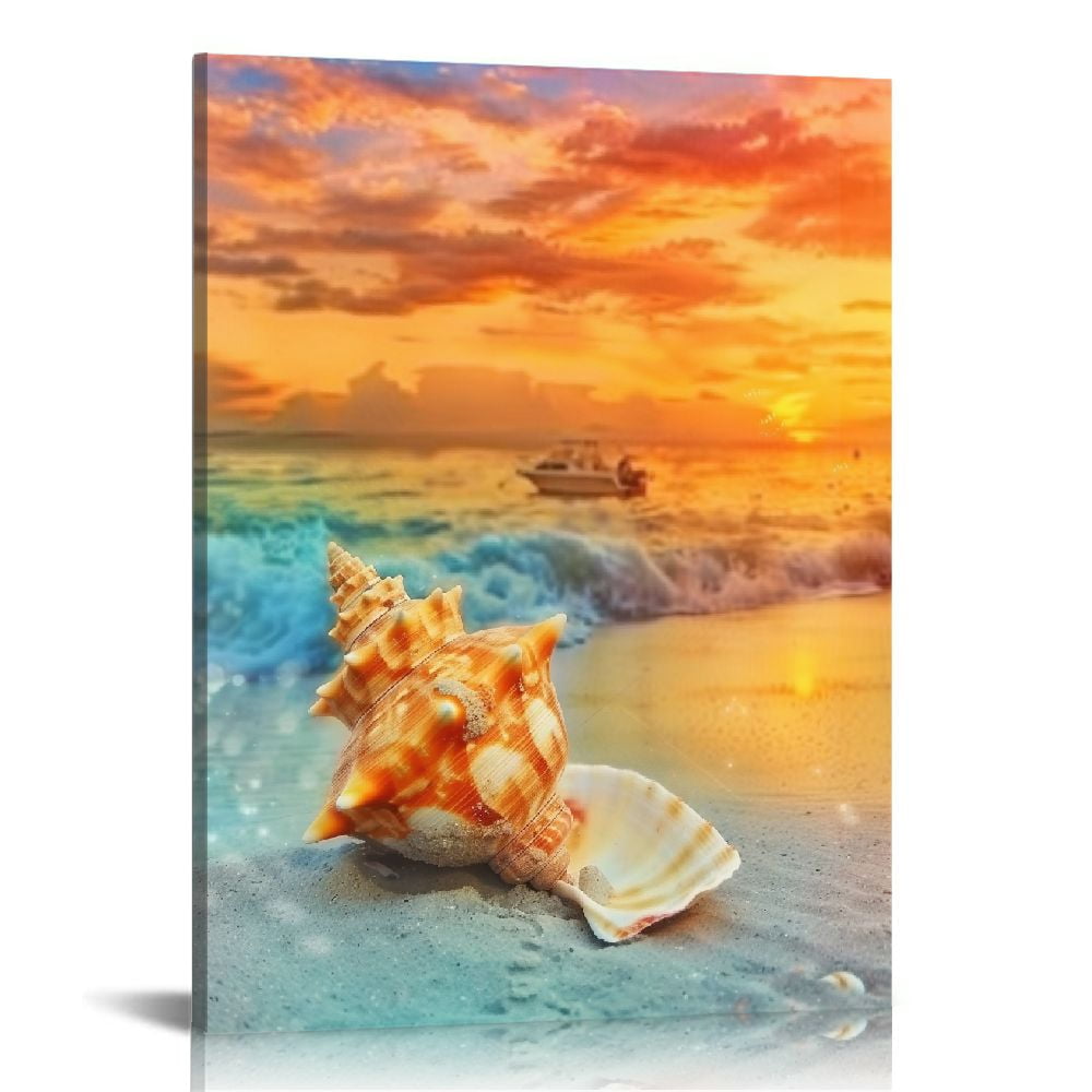 EastSmooth Seashell Canvas Wall Art for Bathroom Starfish on Beach ...