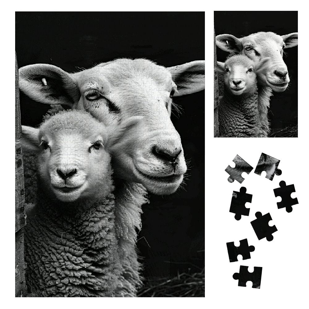 EastSmooth Sheep Lamb Barnyard Wooden Vertical Puzzle Challenging ...