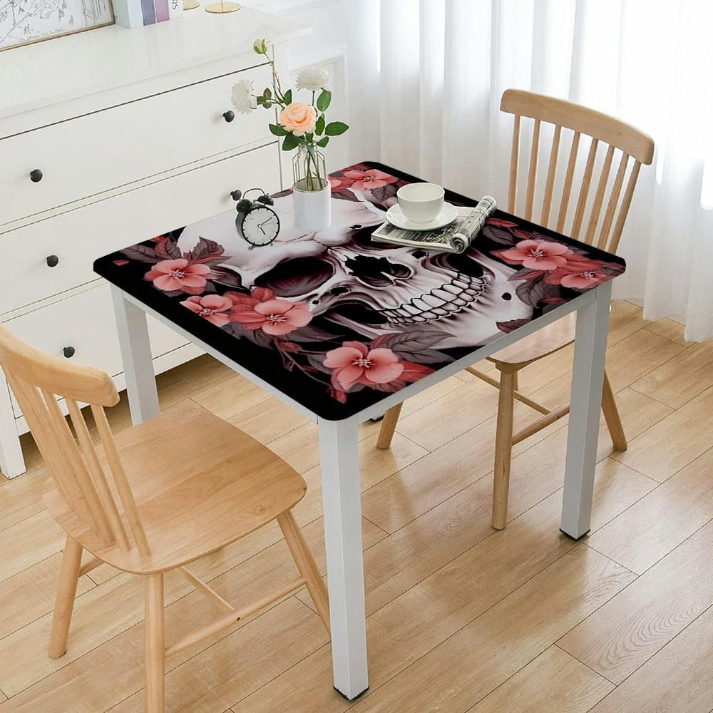 EastSmooth Skull Flowers Gothic Art Square Fitted Table Cloths 100% ...