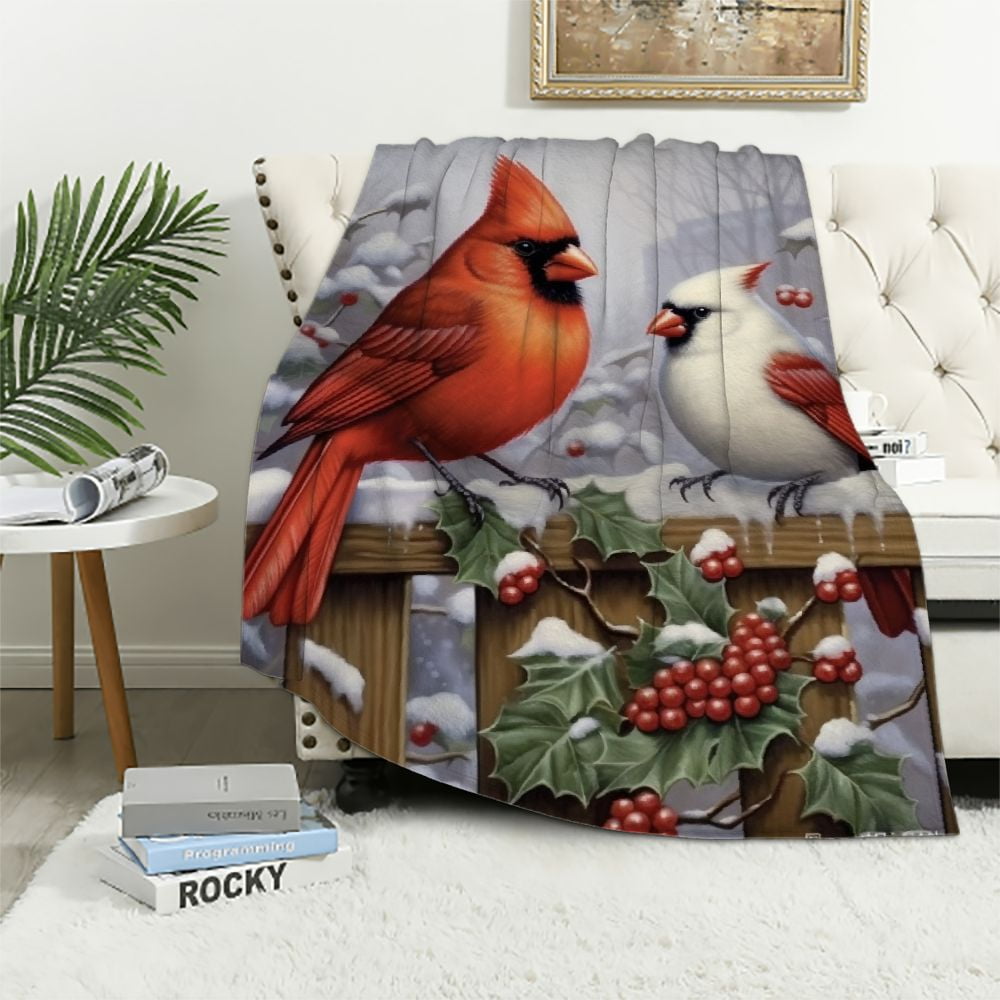 EastSmooth Snow Winter And Red Cardinals Blanket Sympathy Memory Gift ...