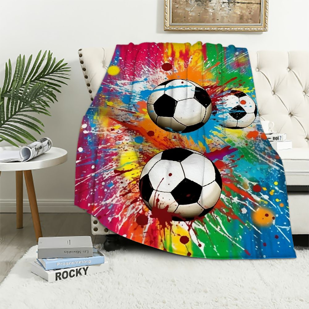 EastSmooth Soccer Ball Blanket Flannel Football Throw Blankets Soft ...