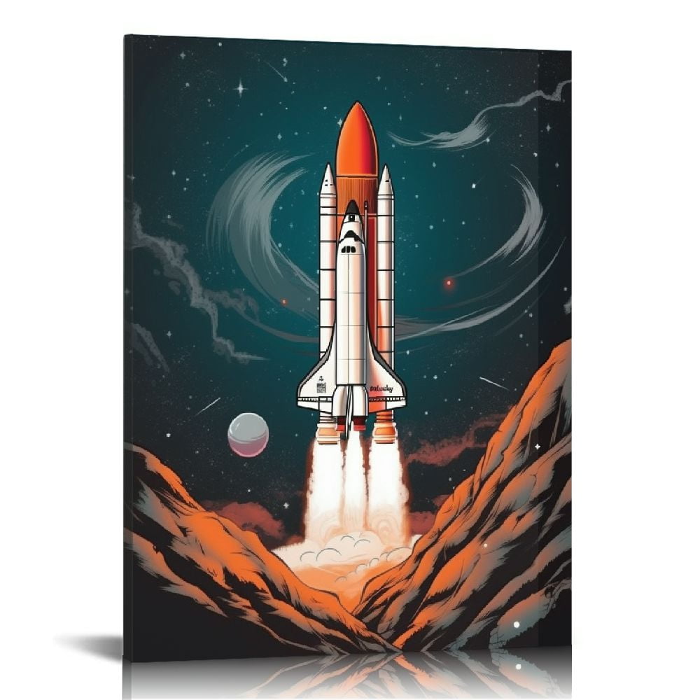 EastSmooth Spaceship Themed Canvas Wall Art Decor, Spacecraft Themed ...