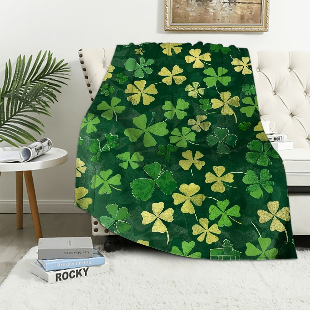 EastSmooth St Patricks Day Blanket, Throw Blanket with Shamrock Clover ...