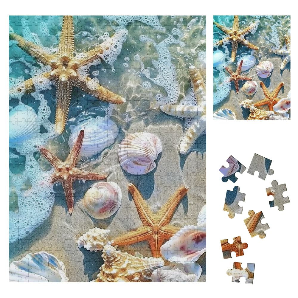 QCPP Starfish Shells Beach Wooden Puzzle for Adults and Kids Vertical ...