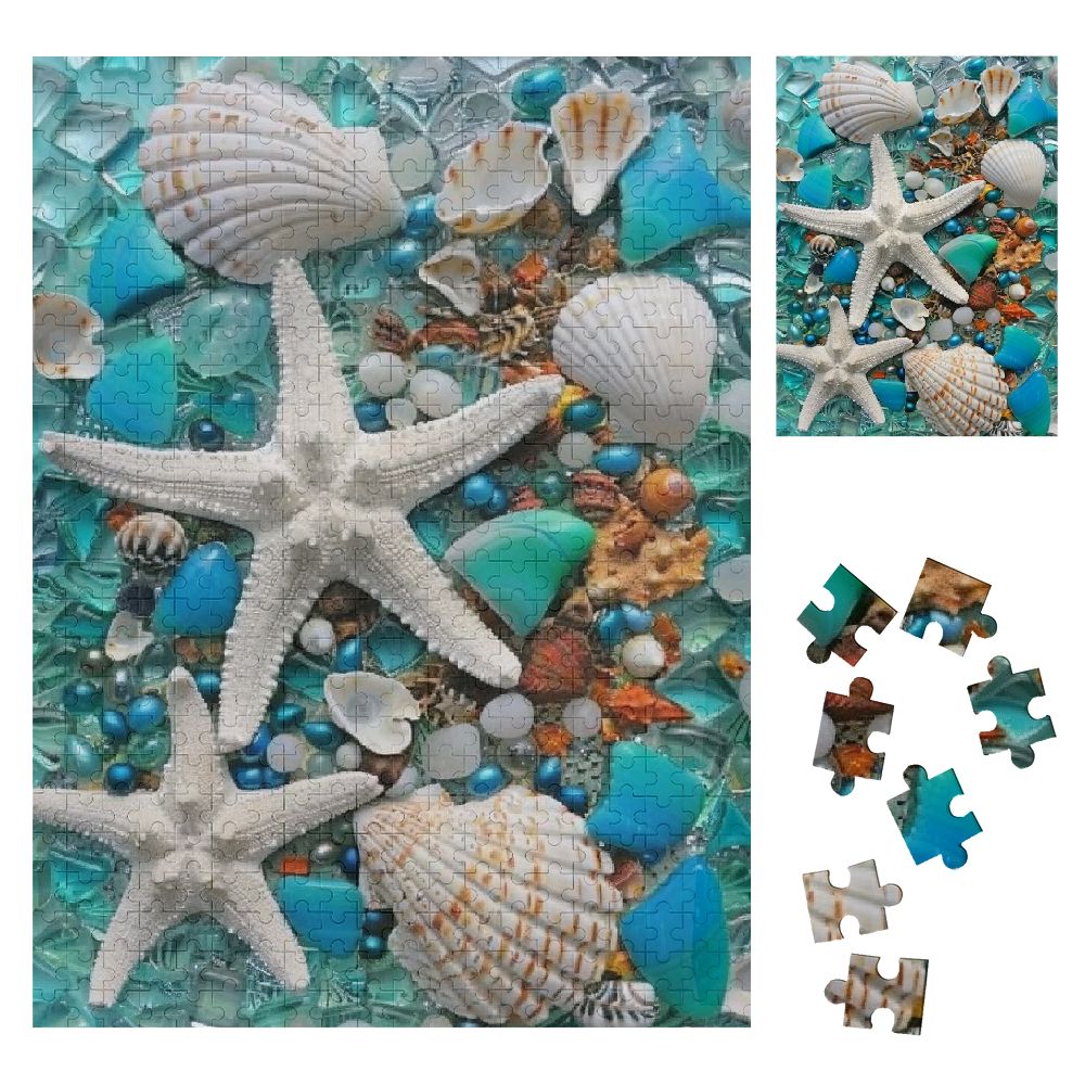 EastSmooth Starfish Shells Sea Glass Wooden Jigsaw Puzzle Vertical ...