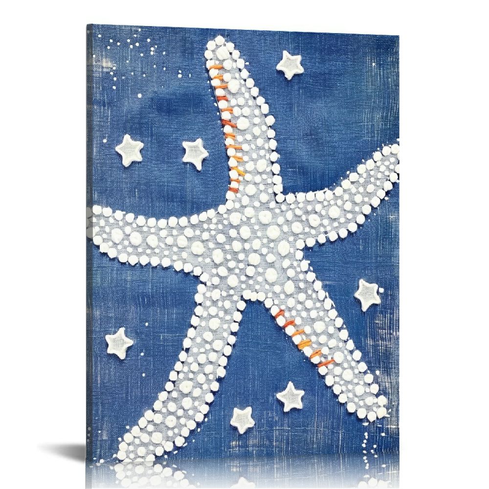 EastSmooth Starfish Wall Art Ocean Beach Blue Starfish Wall Decor With ...