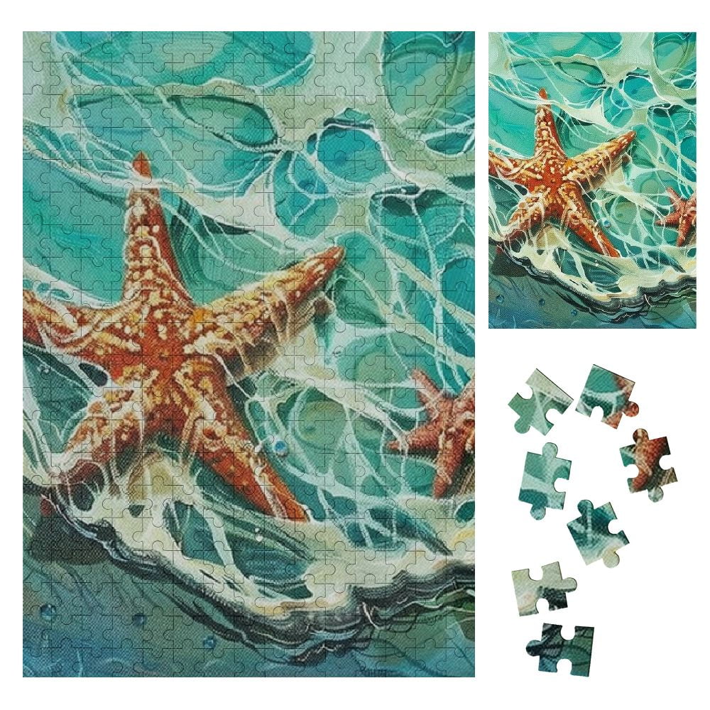 EastSmooth Starfish Wave Fish Wooden Jigsaw Puzzle Vertical Style for ...