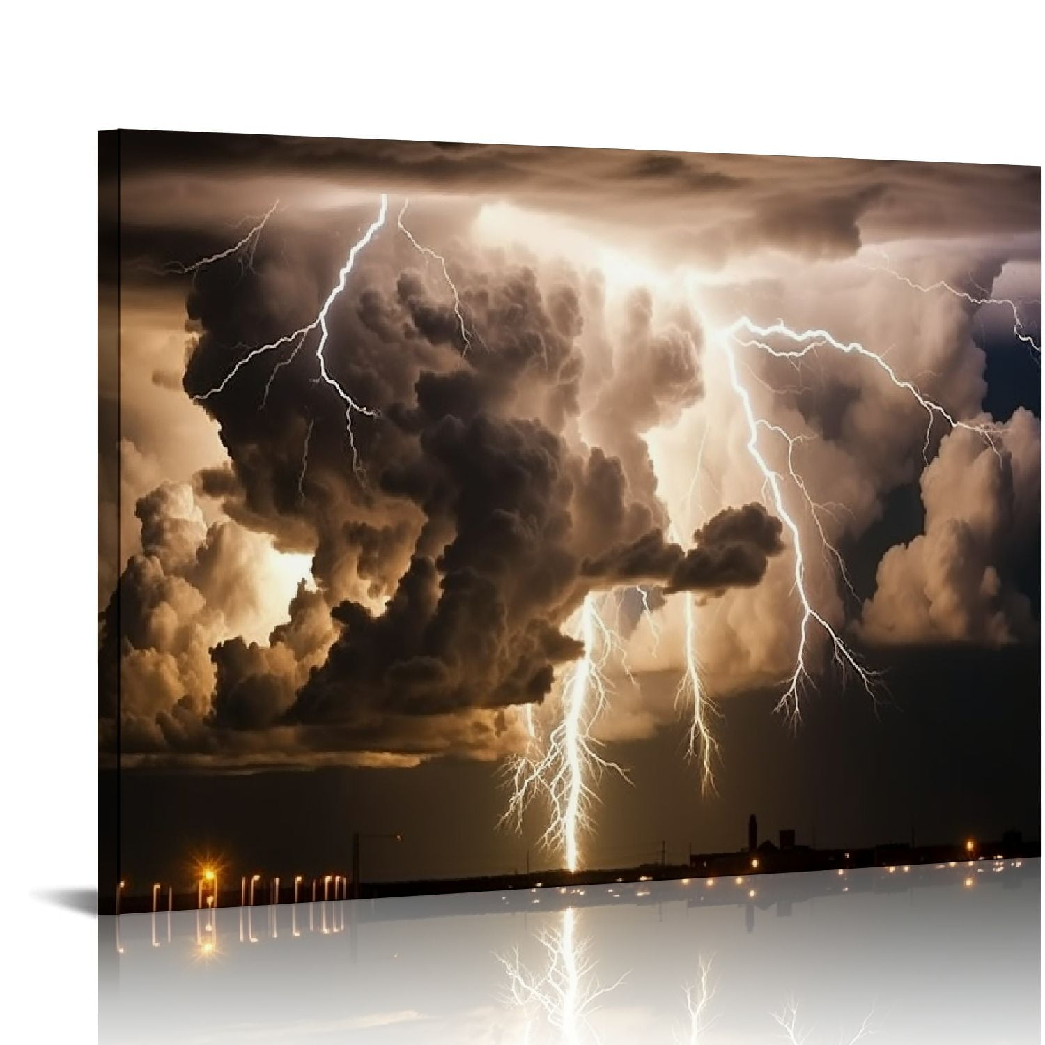 EastSmooth Storm Lightning Extreme Weather Poster Canvas Painting Wall ...