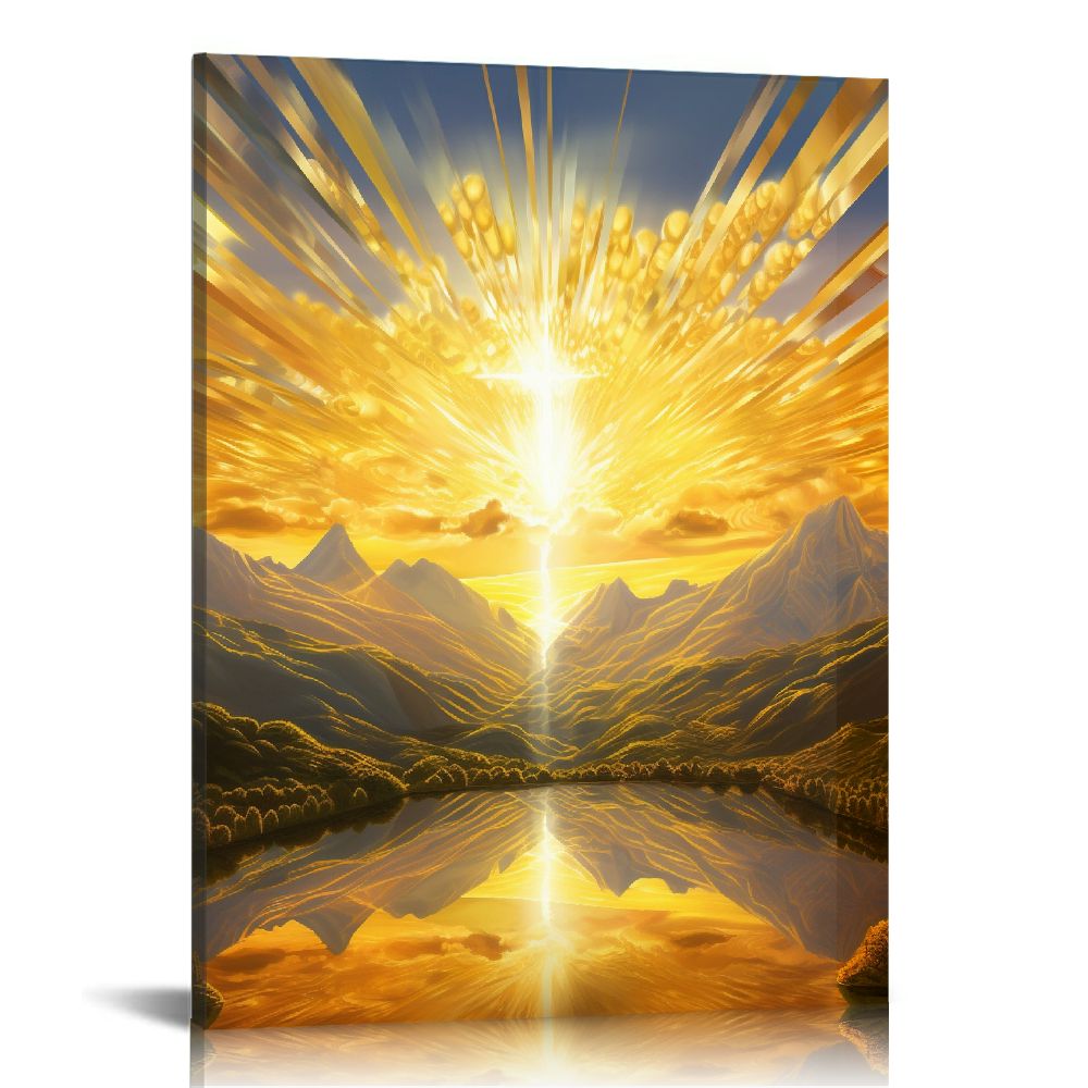 Lingy Sun Moon Rising on the Mountain Geometric Nature Illustrations ...