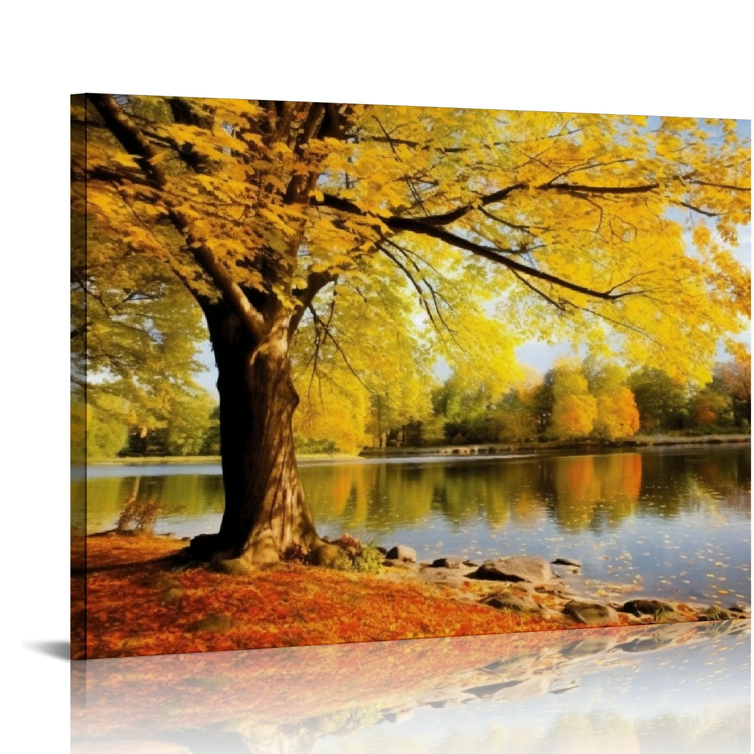 EastSmooth Sunset Tree Leaves Canvas Wall Art Fall Forest Posters ...
