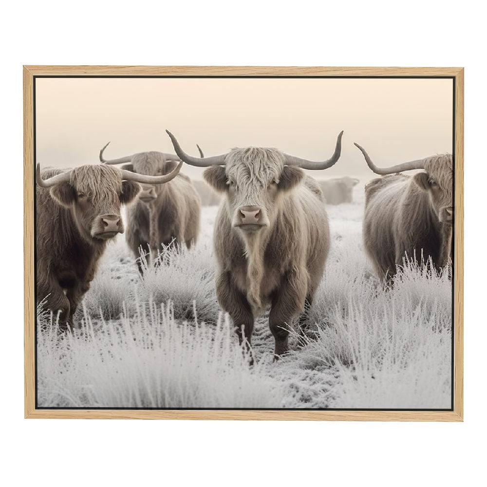 EastSmooth Sylvie Herd of Highland Cows Color Framed Canvas Wall Art ...