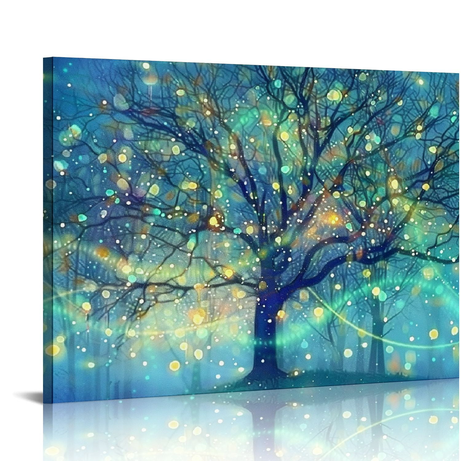 EastSmooth Teal Tree Wall Art Decor Tree of Life Modern Abstract Canvas ...