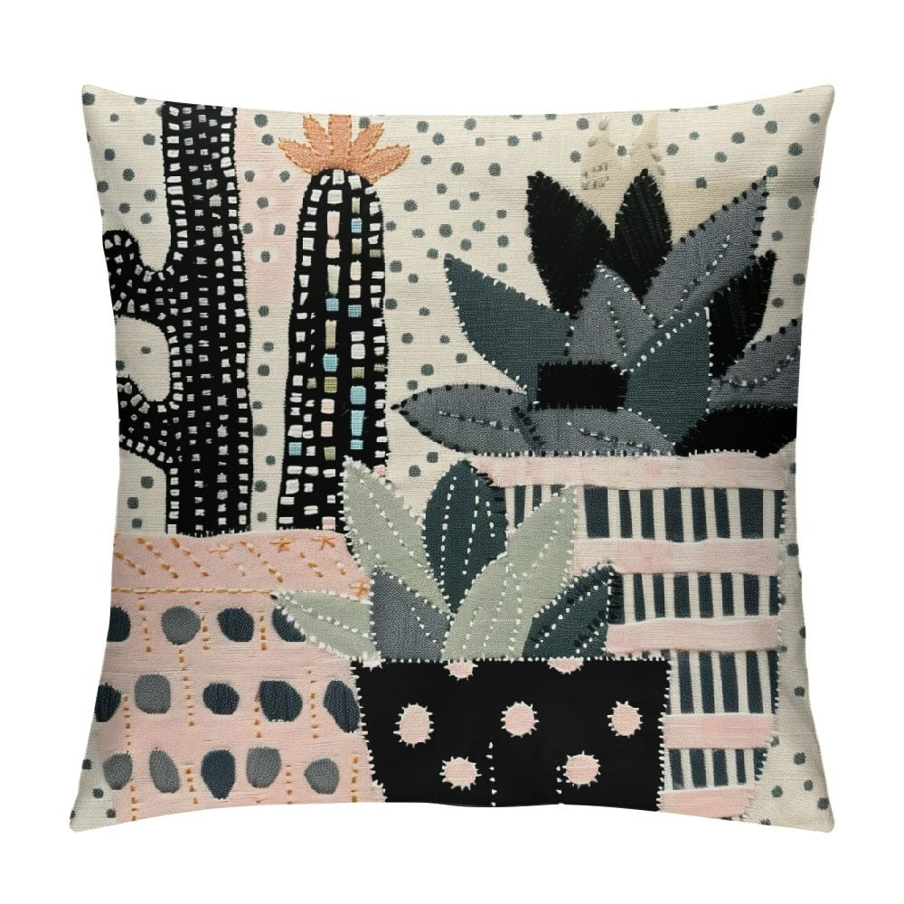 EastSmooth Throw Pillow Cover Abstract Cactus Plants in Black White ...