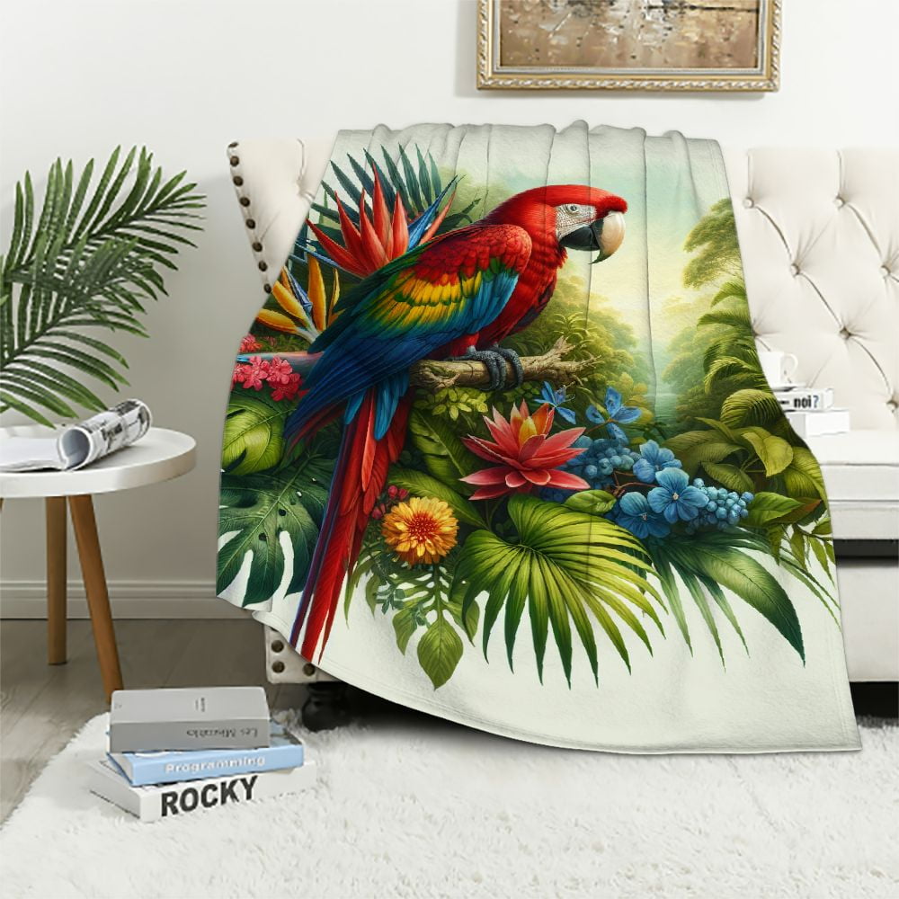 EastSmooth Tropical Bird and Flower Seamless Patterns Print Blanket for ...