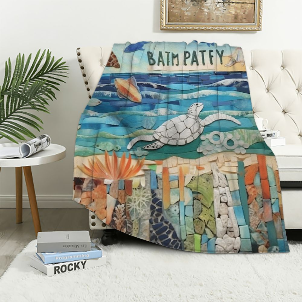 QCPP Turtle Blanket for Boys Girls, Sea Turtle Throw Blanket with Sea ...