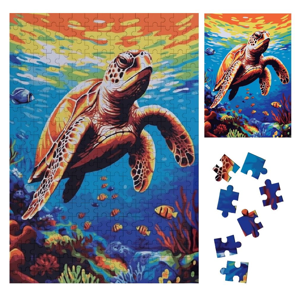 QCPP Turtle Coral Reef Ocean Wooden Vertical Puzzle for Adults and Kids ...