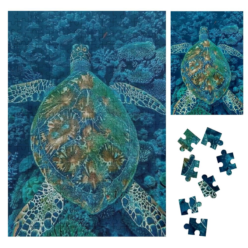 QCPP Turtle Ocean Coral Reef Wooden Jigsaw Puzzle Vertical Style ...