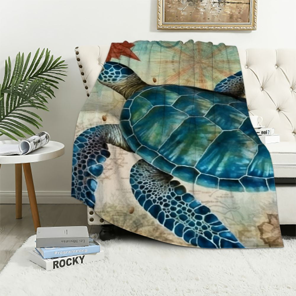 EastSmooth Ultra Soft Flannel Bed Blanket Sea Turtle Ocean Animal ...