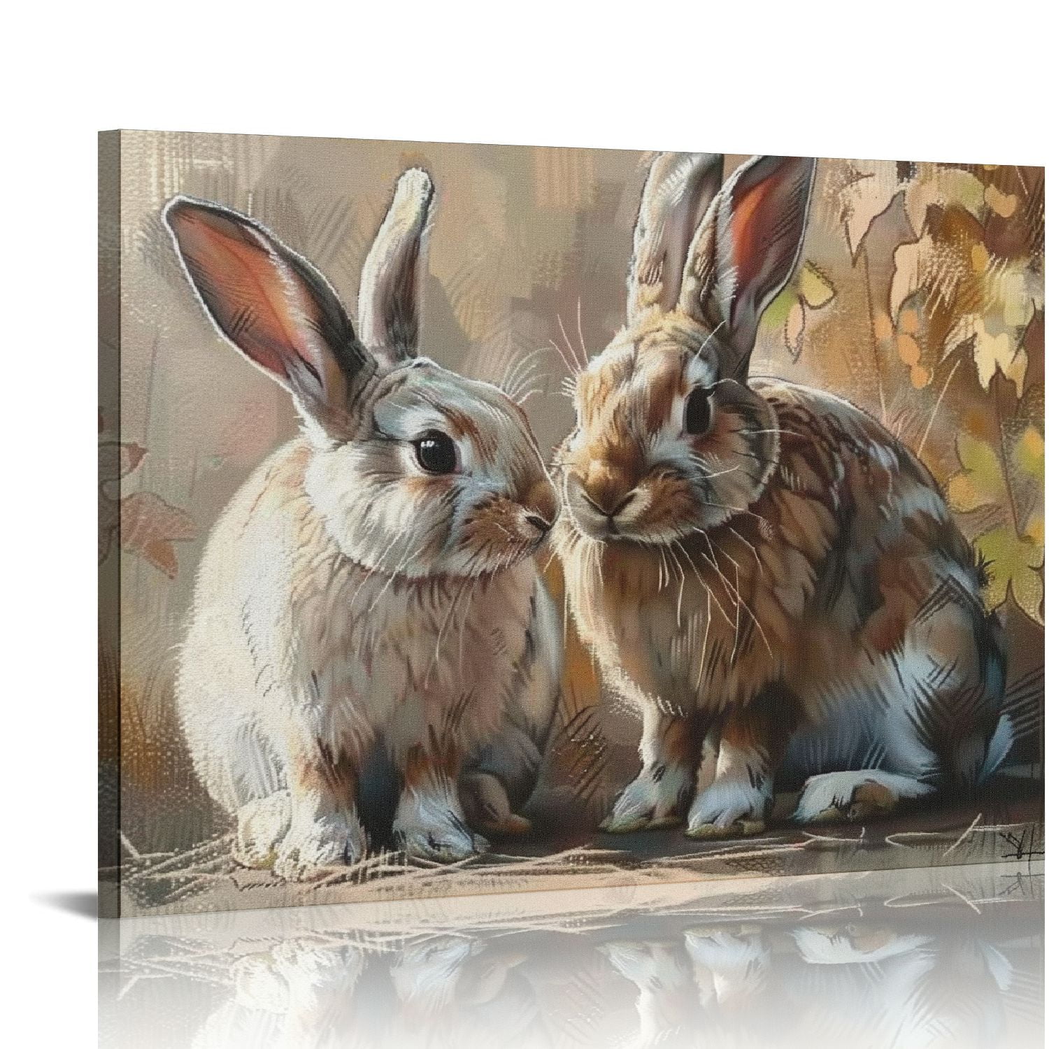 EastSmooth Vintage Painting of White Bunnies Large Canvas Wall Art for ...