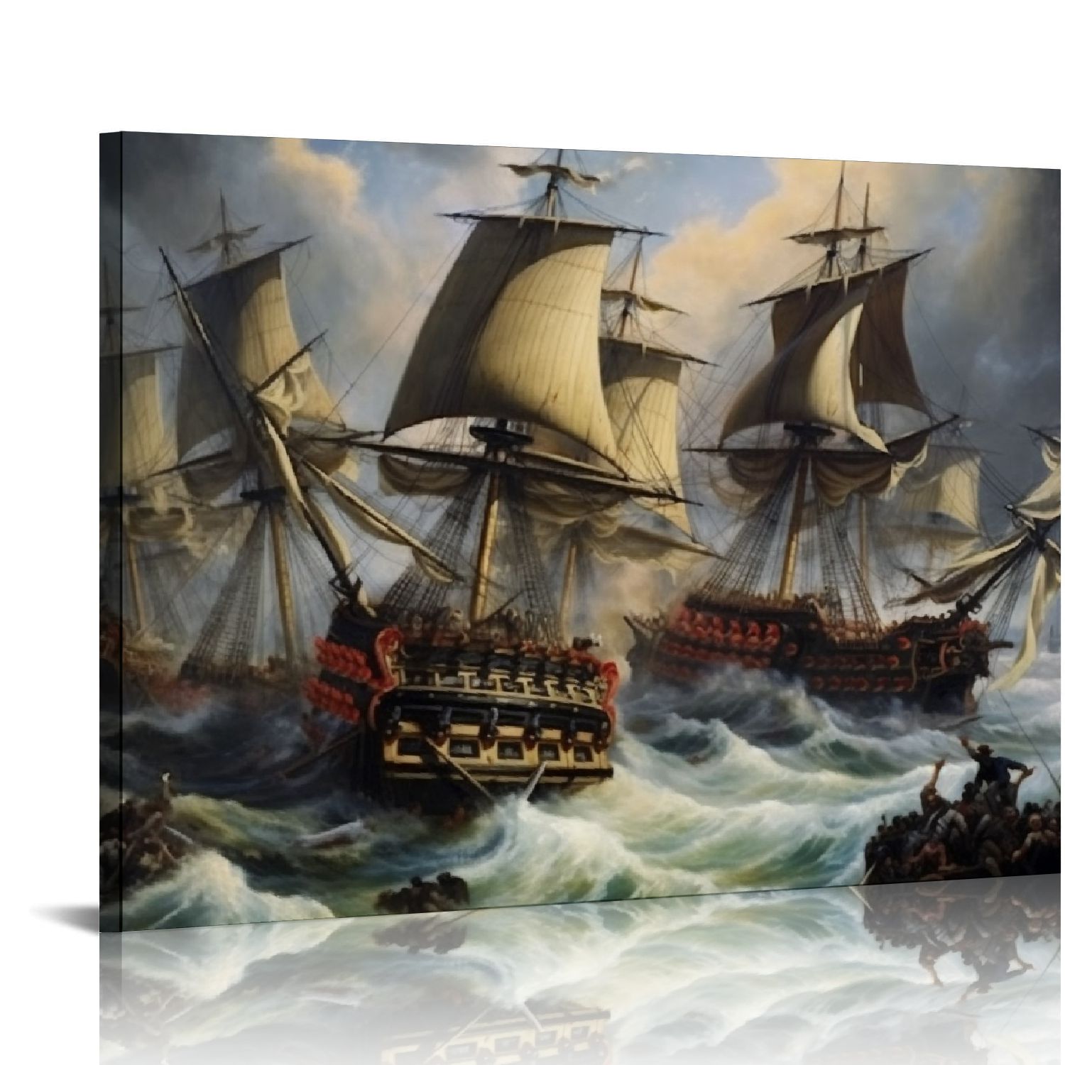 EastSmooth Vintage Ship Art Print for Wall, Battle of Trafalgar Canvas ...