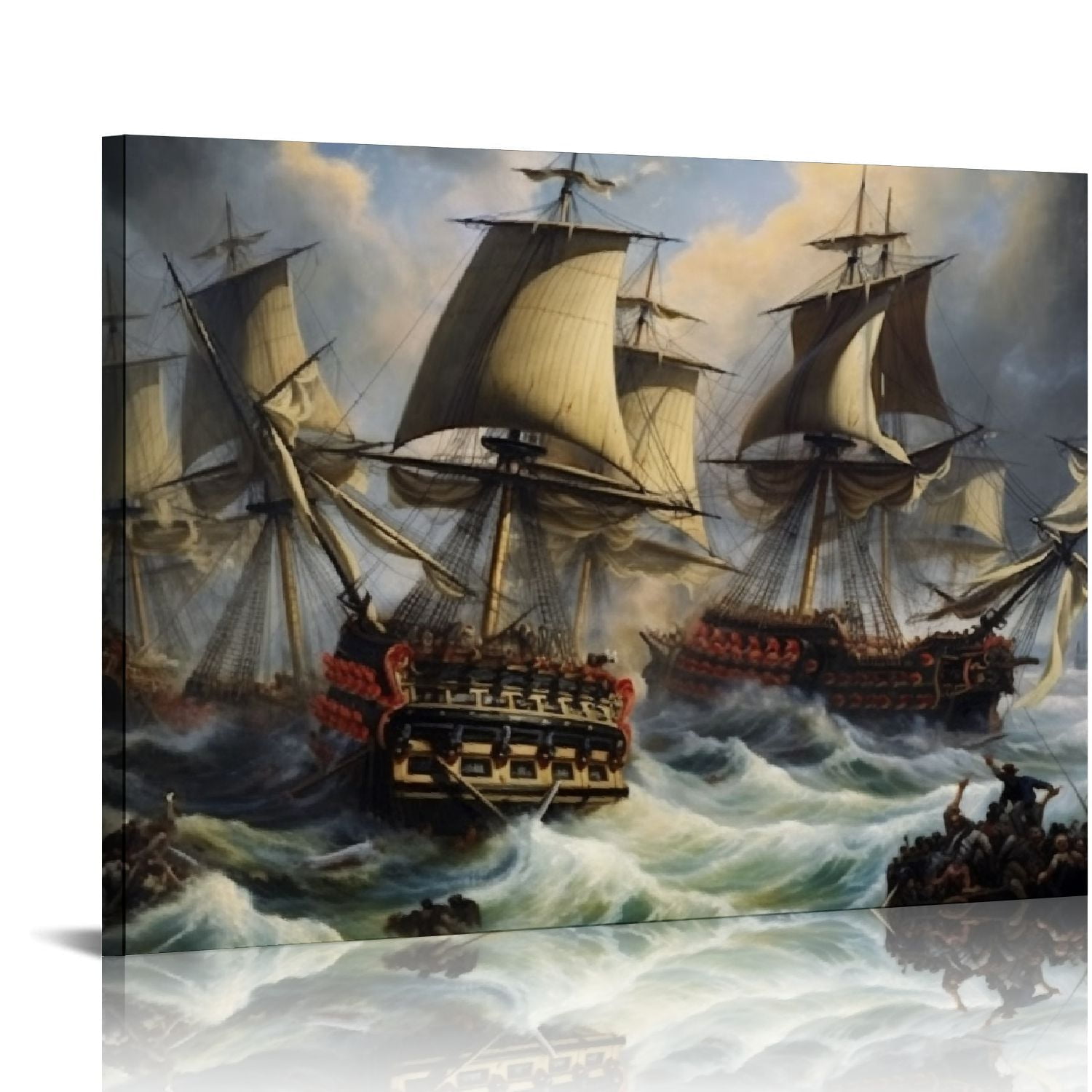 EastSmooth Vintage Ship Art Print for Wall, Battle of Trafalgar Canvas ...