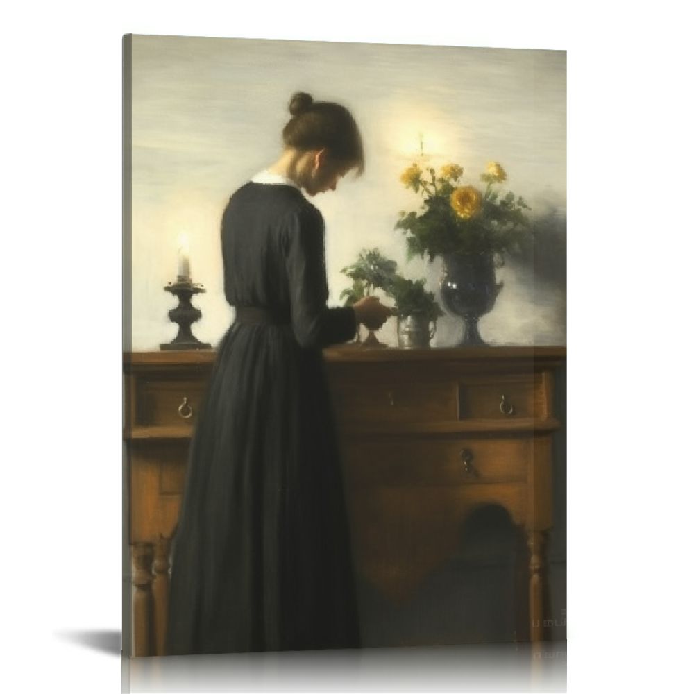 EastSmooth Vintage Wall Art Decor Women Backing Portrait Wall Painting ...