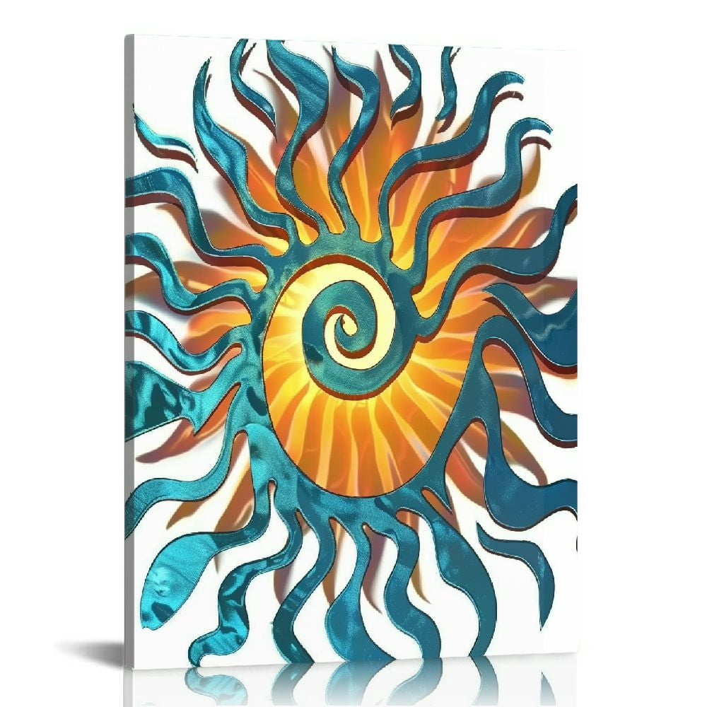 EastSmooth Wacky Sun Wall Art Indoor/Outdoor Decor -Teal Rust Proof ...