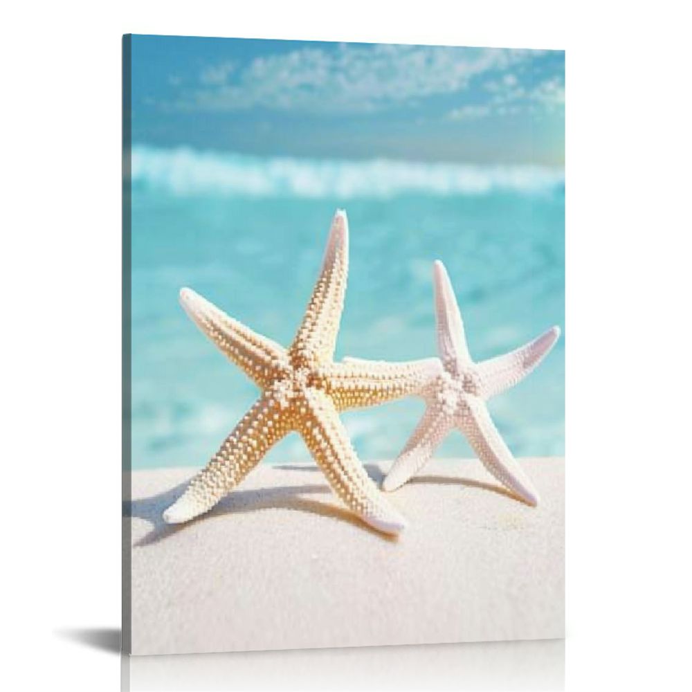 EastSmooth Wall Art Canvas Prints - Seashell Starfish and Beach Picture ...