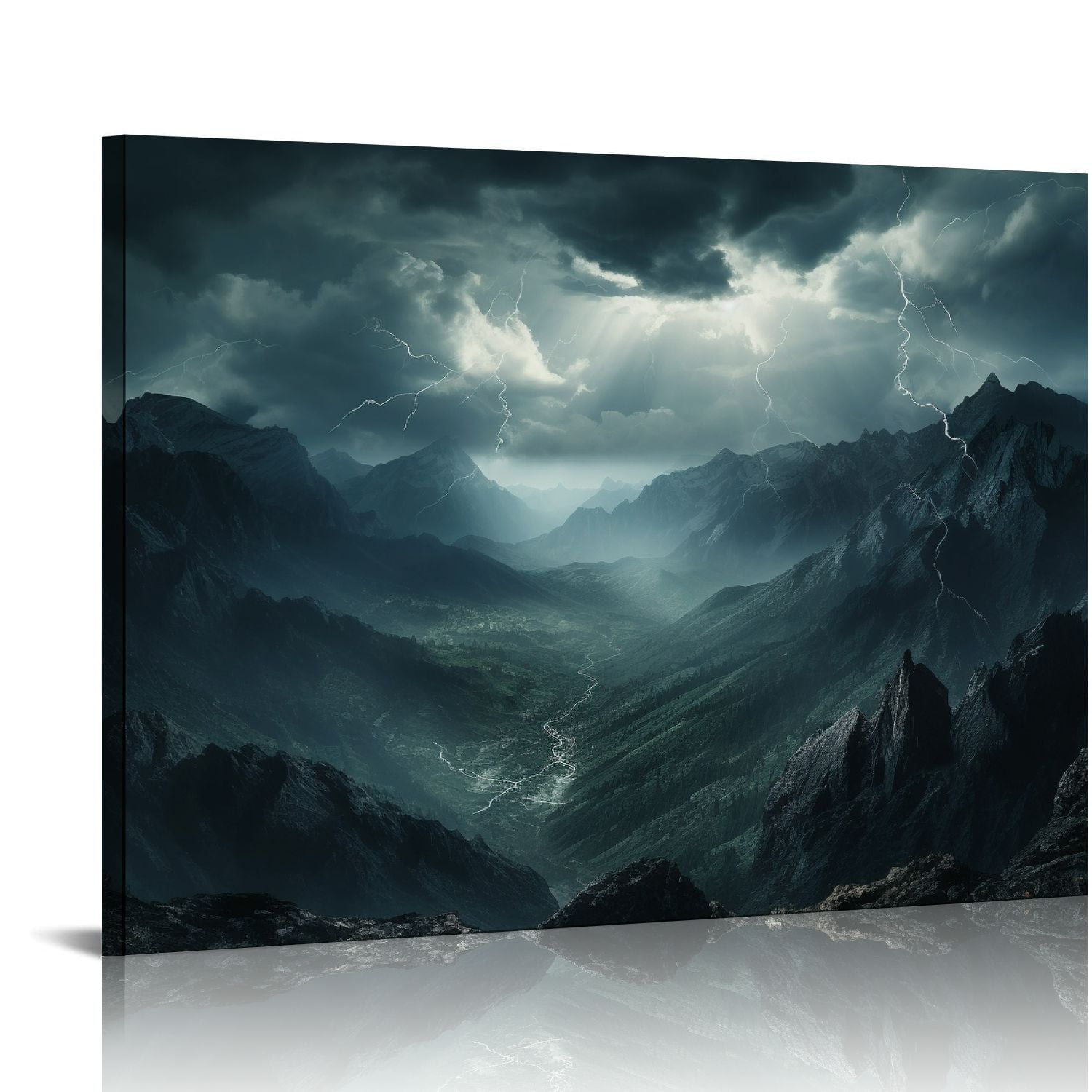 EastSmooth Wall Art Painting Lightning Strikes in The Grand Canyon Dark ...
