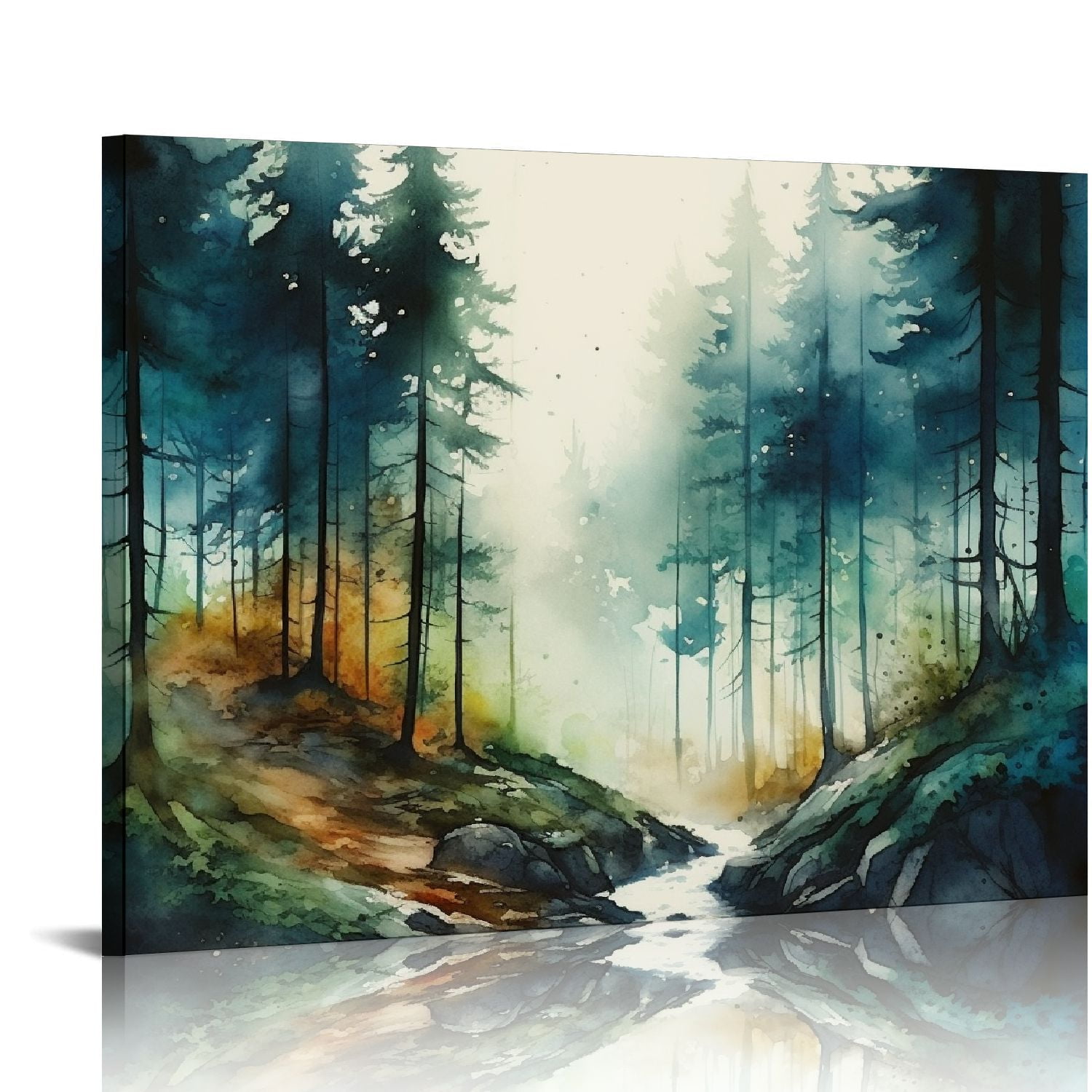EastSmooth Watercolor Forest Poster,Green Trees Wall Art,Nature ...