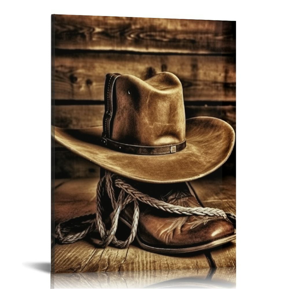 Lingy Western Decor Cowboy Wall Art for Men's Bedroom Office Canvas ...