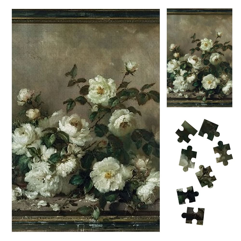 EastSmooth White Flowers Wooden Jigsaw Puzzle Vertical Challenging ...