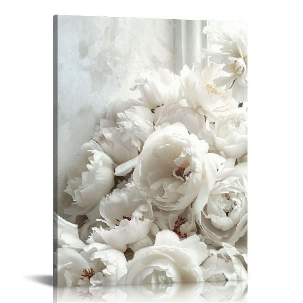 EastSmooth White Rose Canvas Wall Art White Flowers Picture for Living ...