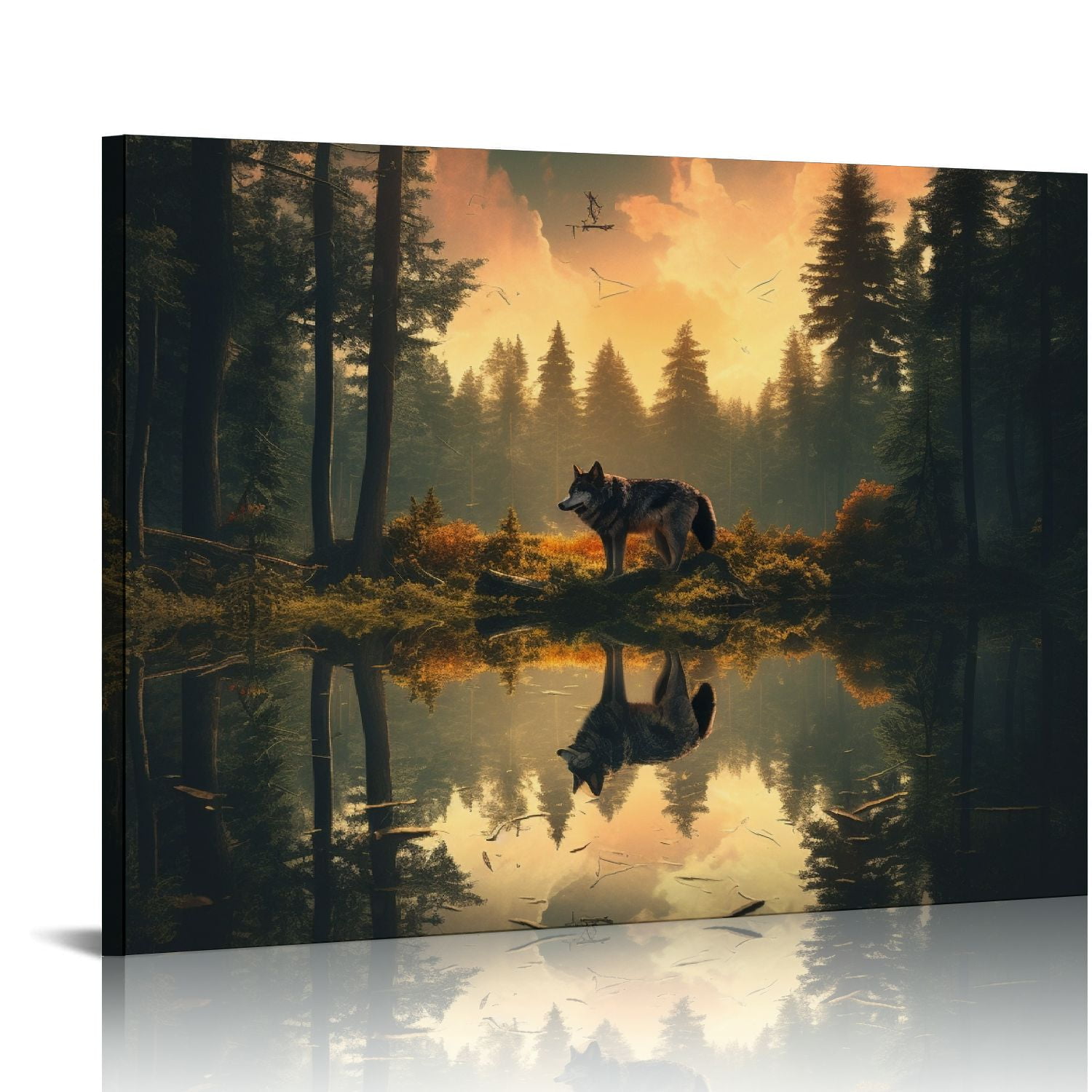 EastSmooth Wolf Modern Canvas Painting Wall Art The Picture for Home ...