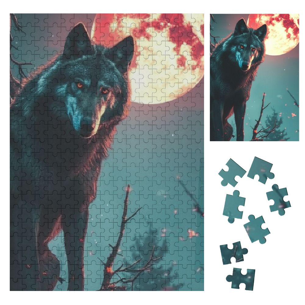 QCPP Wolf Moon Trees Wood Puzzle Vertical Challenging Difficult Puzzles ...