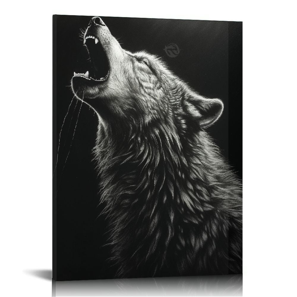 EastSmooth Wolf Retro Wall Decor Wolves Poster Black and White Abstract ...