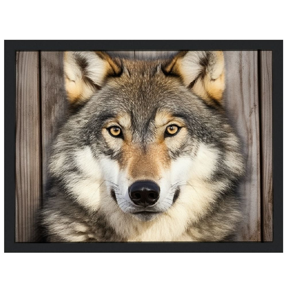 EastSmooth Wolf Wall Art Rustic: Framed Wild Beige Animal Painting ...
