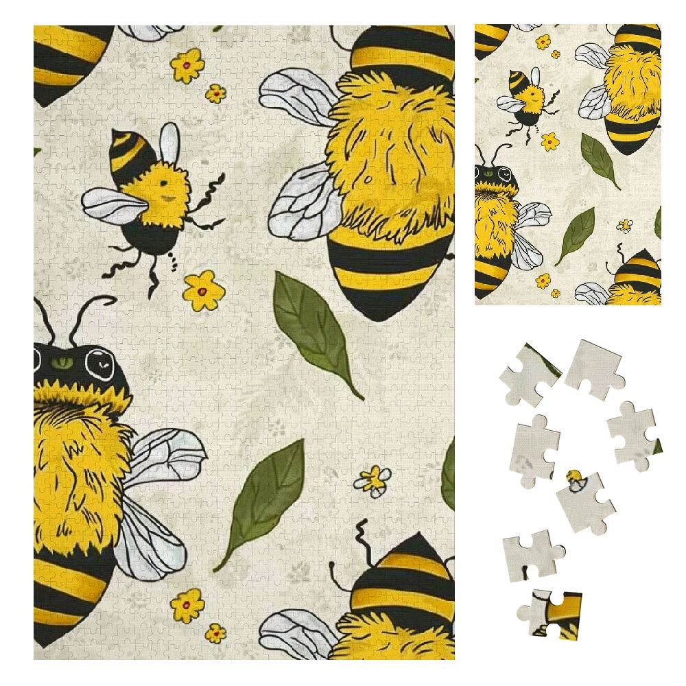 EastSmooth Wooden Jigsaw Puzzle - Bee Yellow Pattern Vertical Style Eco ...