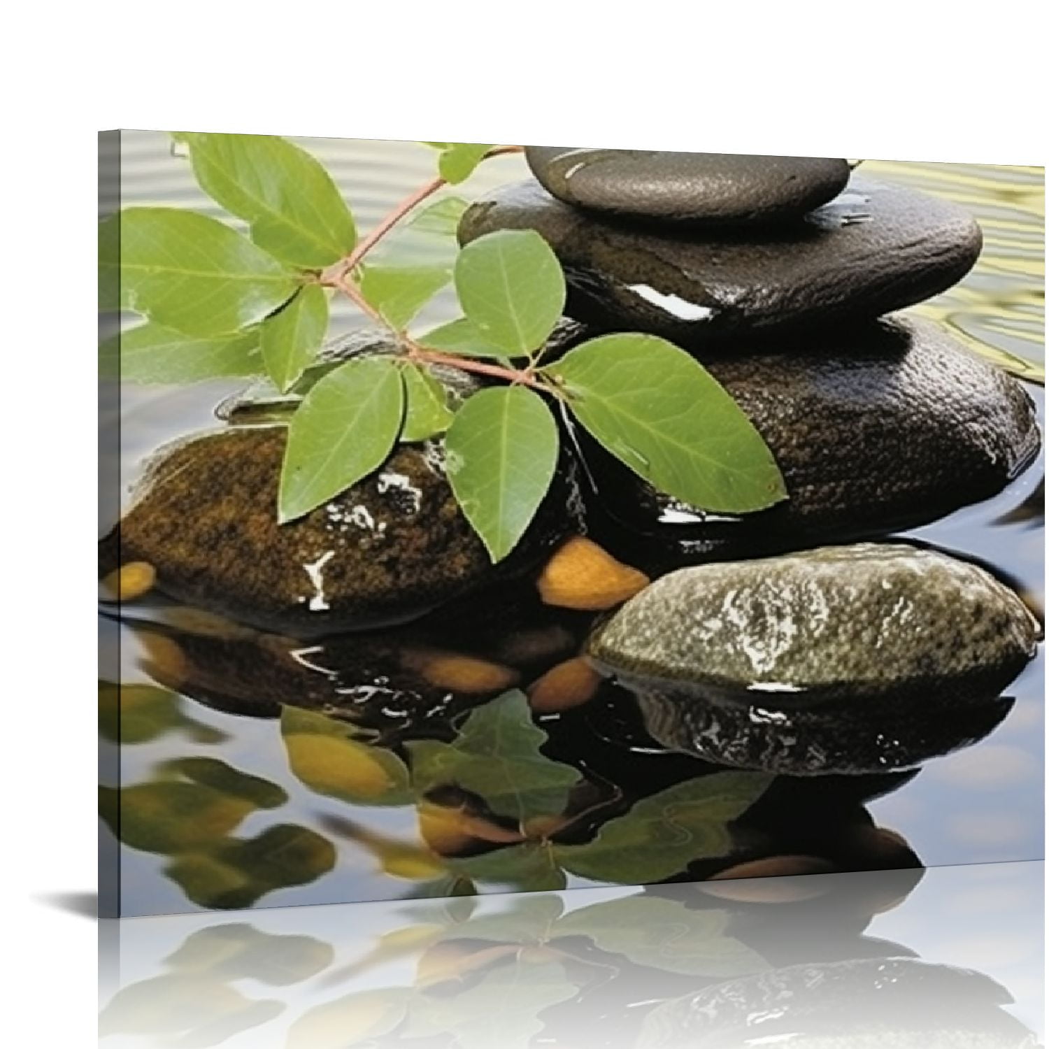 EastSmooth Zen Bathroom Decor Meditation Canvas Wall Art, Water Stone ...